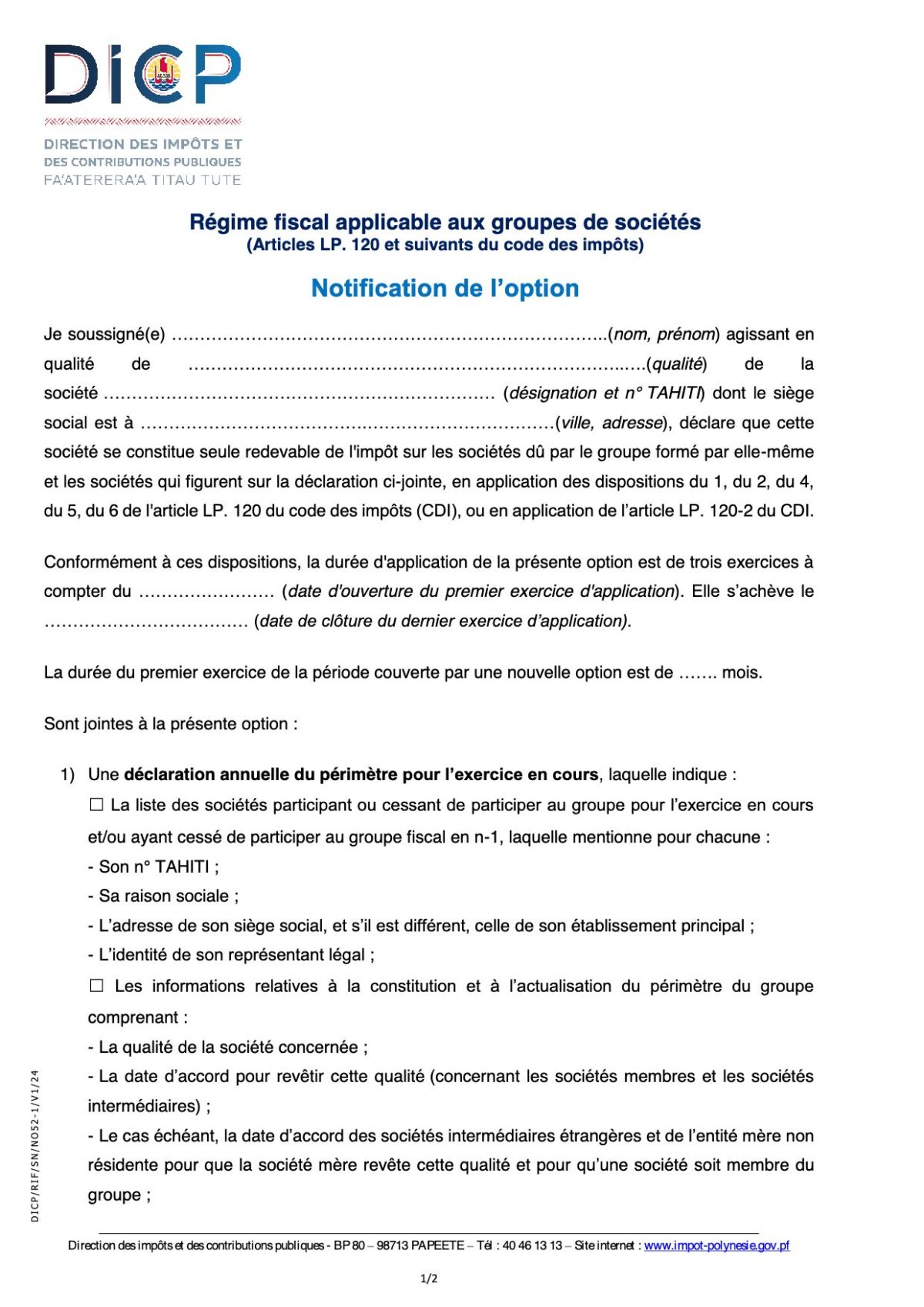 Déclarations – les imprimés – Direction des Impots et des Contributions ...