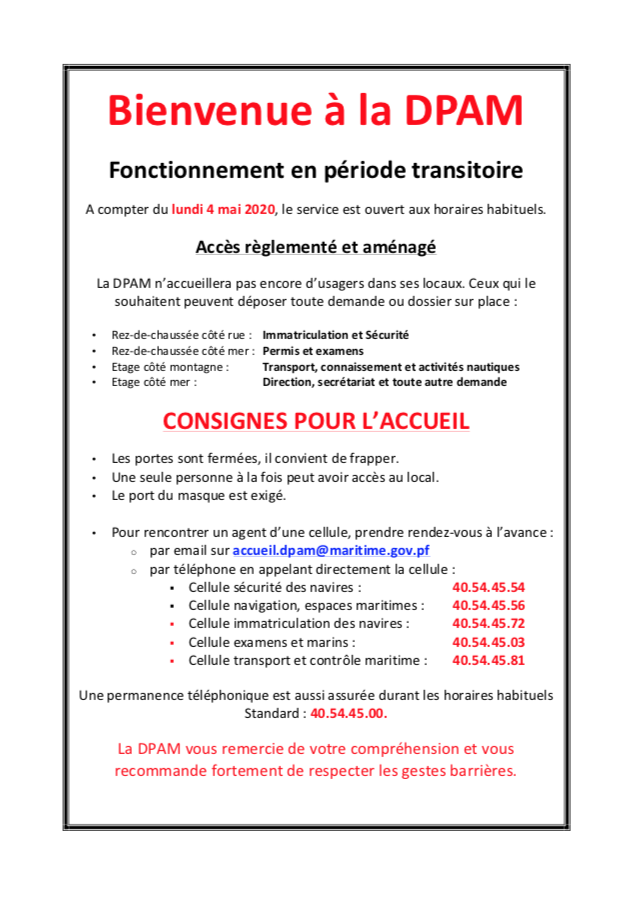 DPAM – Direction Polynésienne des Affaire Maritime