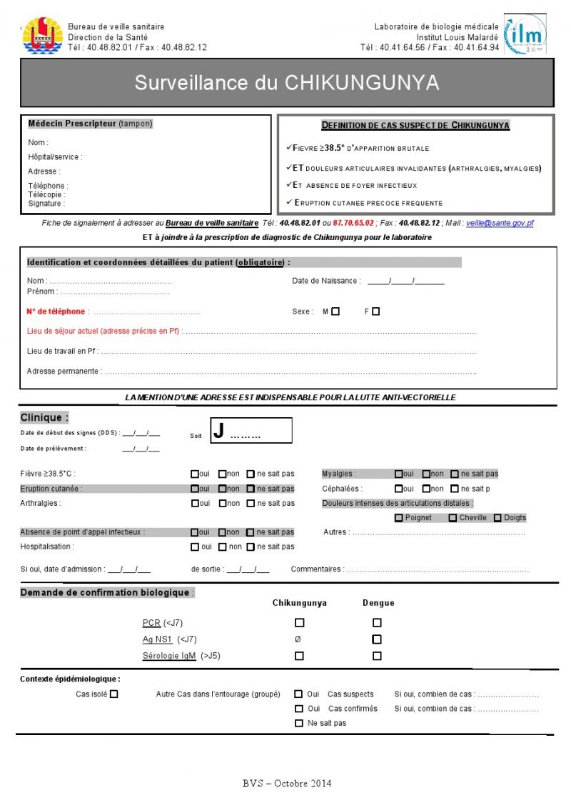 Chikungunya – Fiche de renseignement clinique – Direction de la santé ...