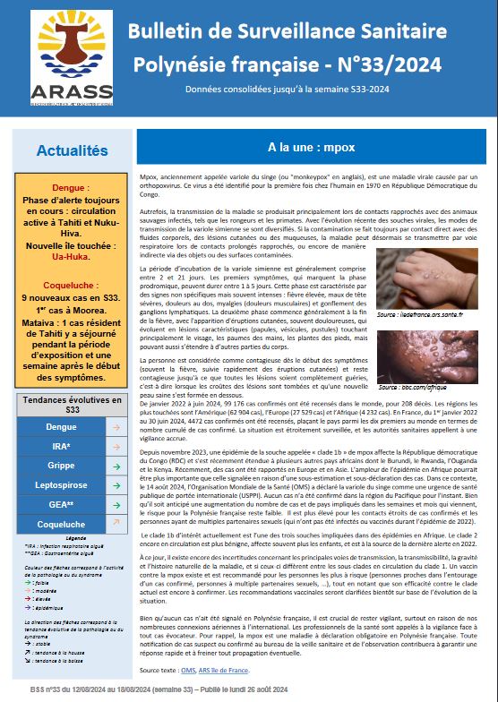 Bulletin de Surveillance Sanitaire de la S33 2024